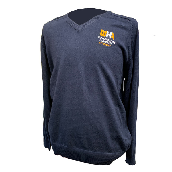 Winterstoke Hundred Navy V-Neck Knitted Jumper – NK Uniform